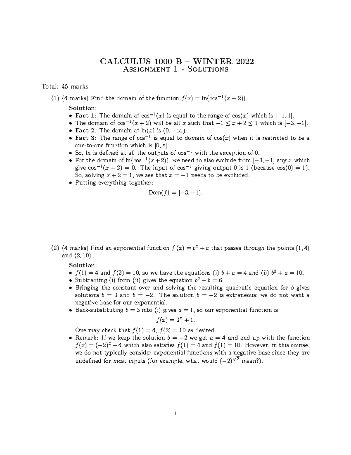 Asst1Solns - Chapters 1 and 2 & section 4.6 (covered weeks 1-4 ...