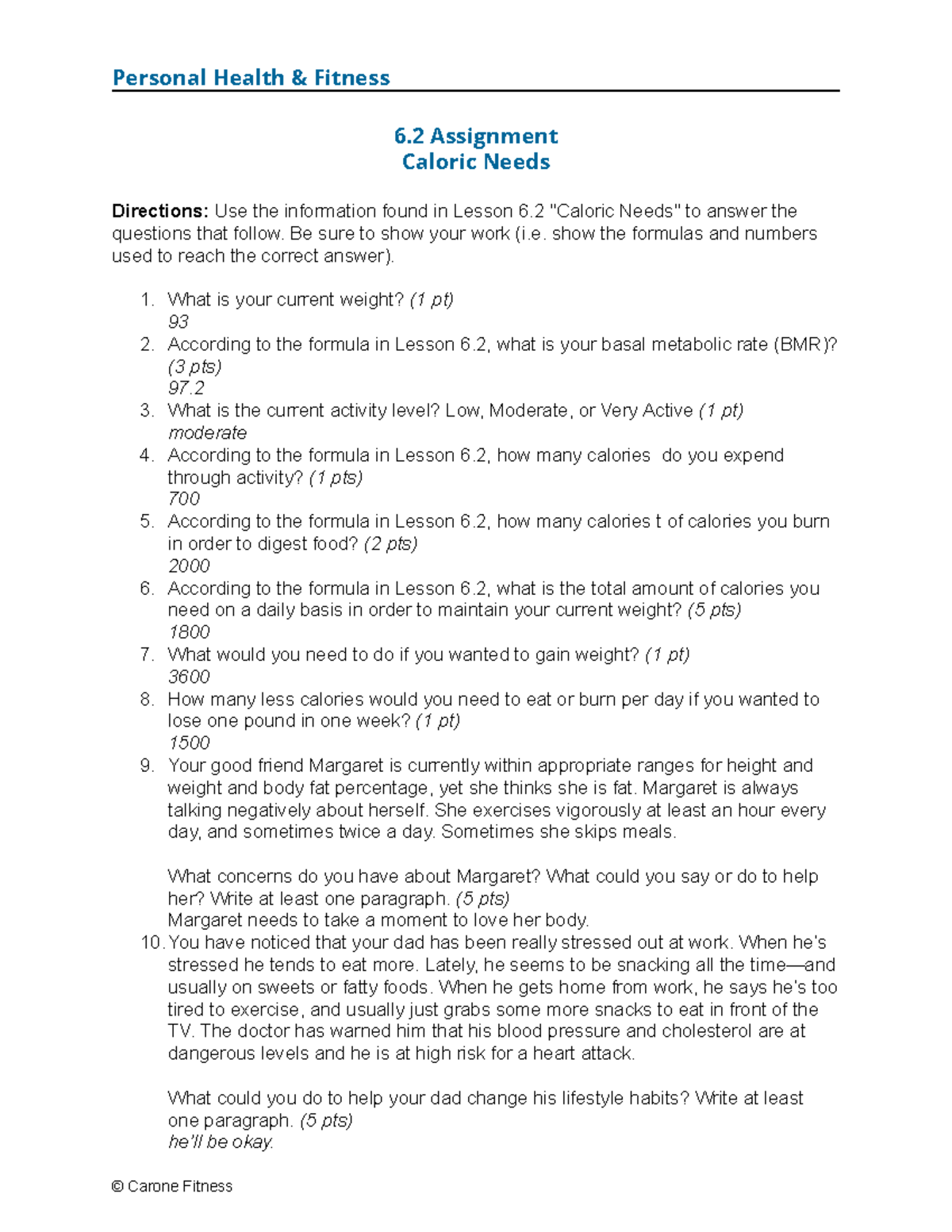 6 2assignment edgenuity - Personal Health & Fitness 6 Assignment ...