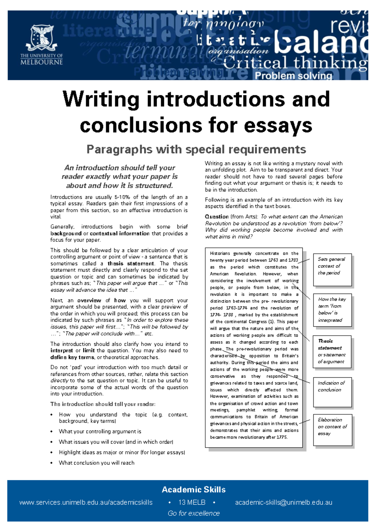 Writing introductions and conclusions for essays Update 051112-1 ...