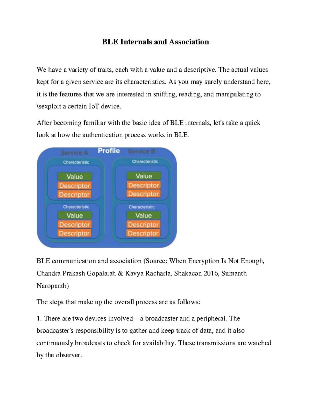 BLE Internals and Association - The actual values kept for a given ...