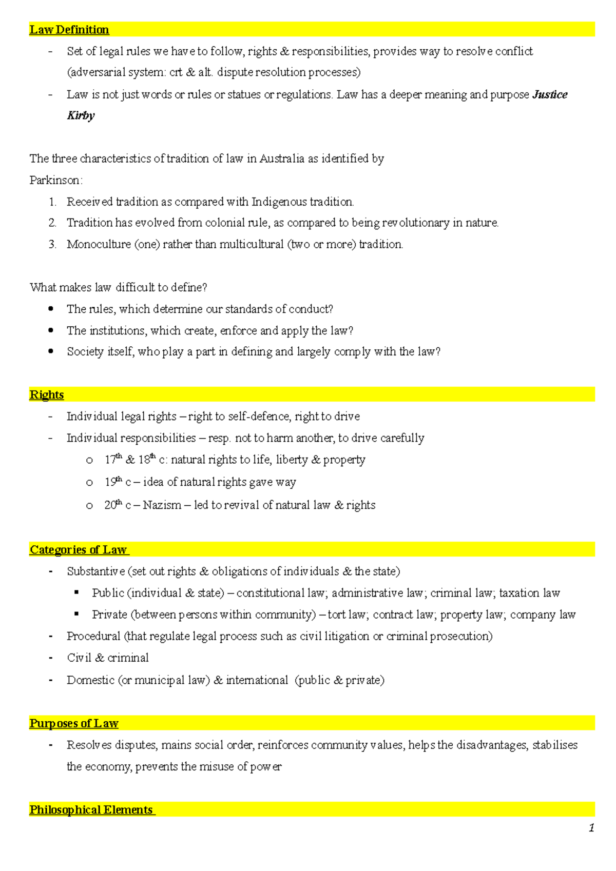 Law In Context Exam Notes - Law Definition Set of legal rules we have ...