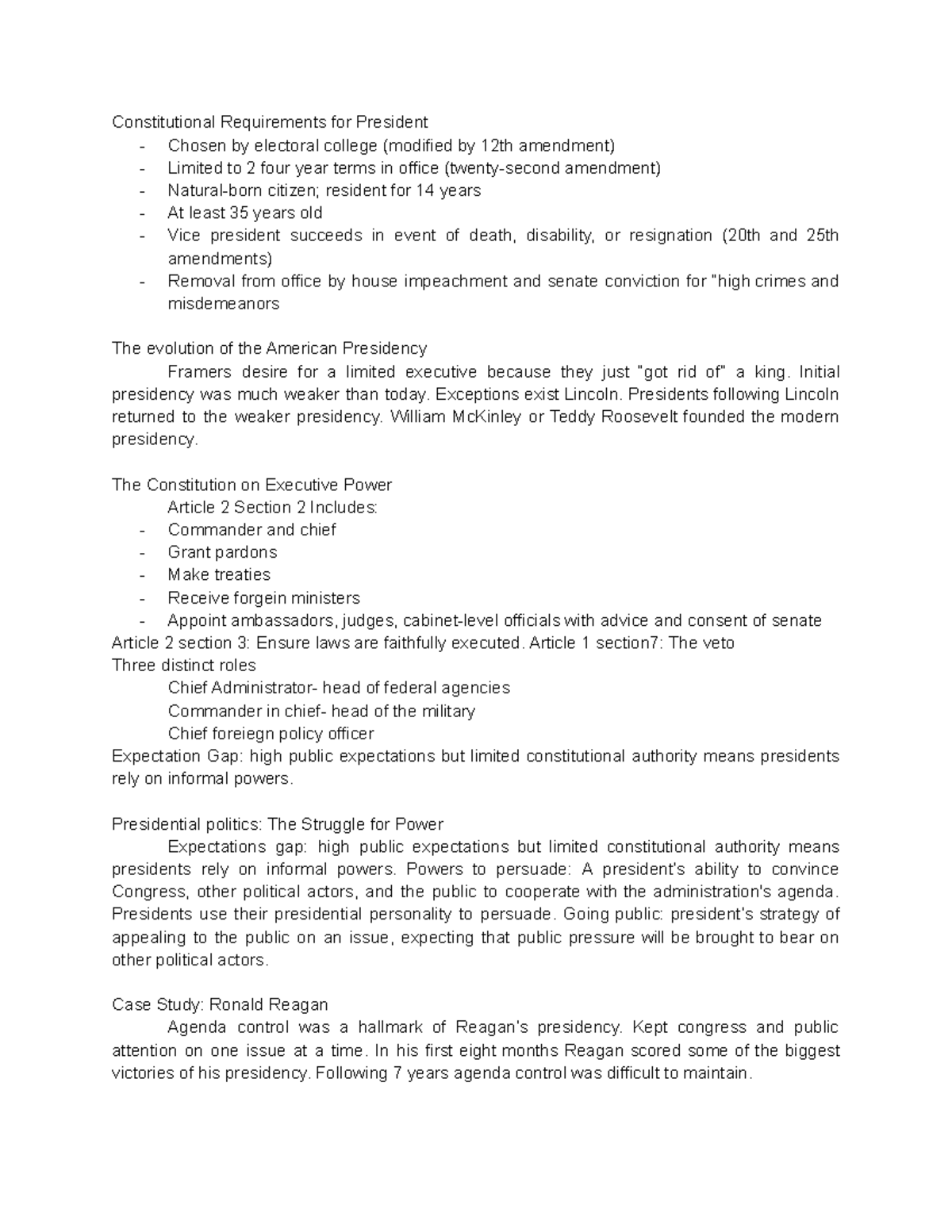 PLS 100 Notes - Intro to American Government - Constitutional ...