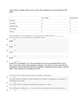 [Solved] A correlation coefficient between average temperature and ice - Sophia - Intro to ...