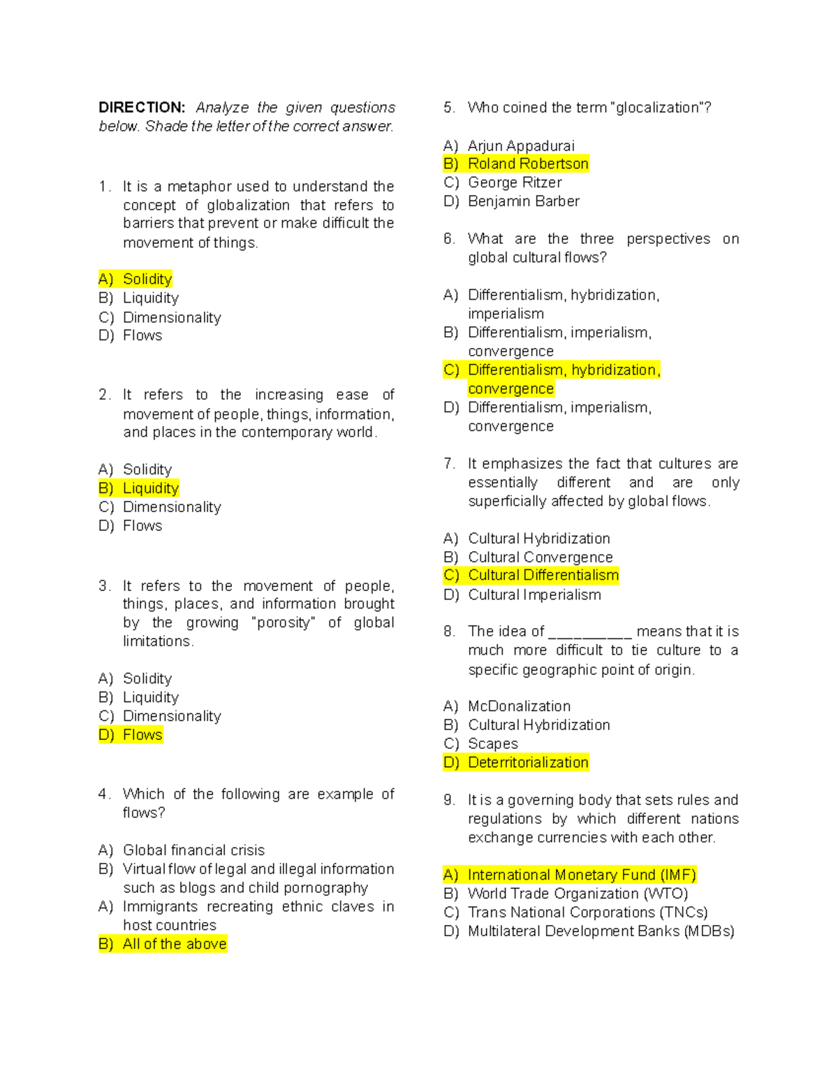 Contemporary-World-Questions - DIRECTION: Analyze the given questions ...