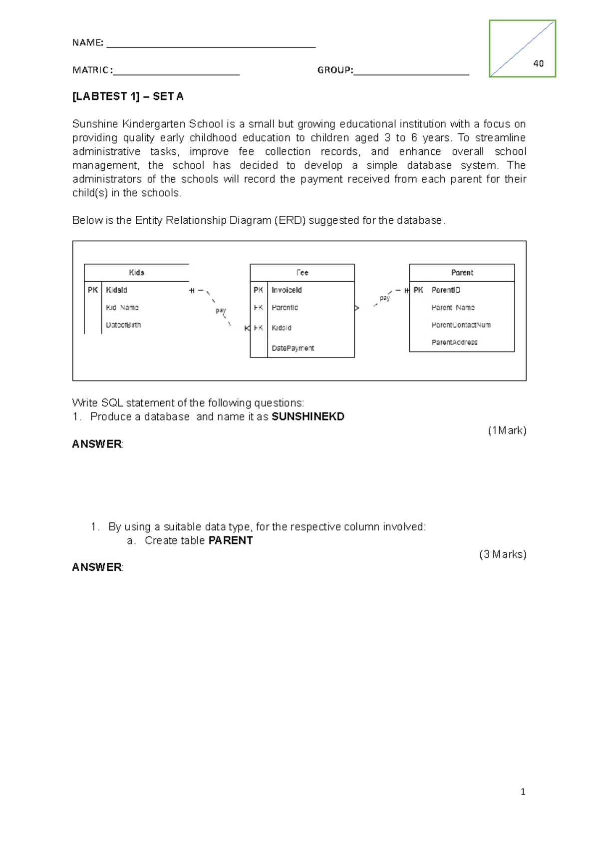ICT200 LAB TEST Practice - NAME ...