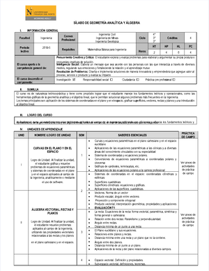Complemento Matematico - SÍLABO DEL CURSO COMPLEMENTO MATEMÁTICO PARA INGENIEROS I. INFORMACIÓN ...