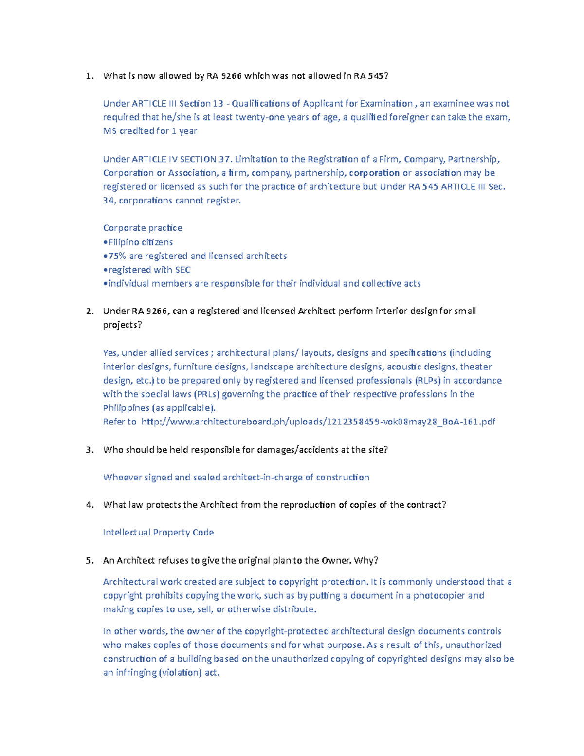 Ra 9266 questionnaires and answer - What is now allowed by RA 9266 ...