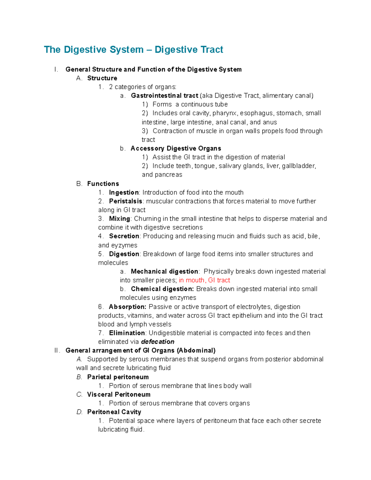 Digestive Tract 04 19 - Dr. Aidan Ruth - The Digestive System ...