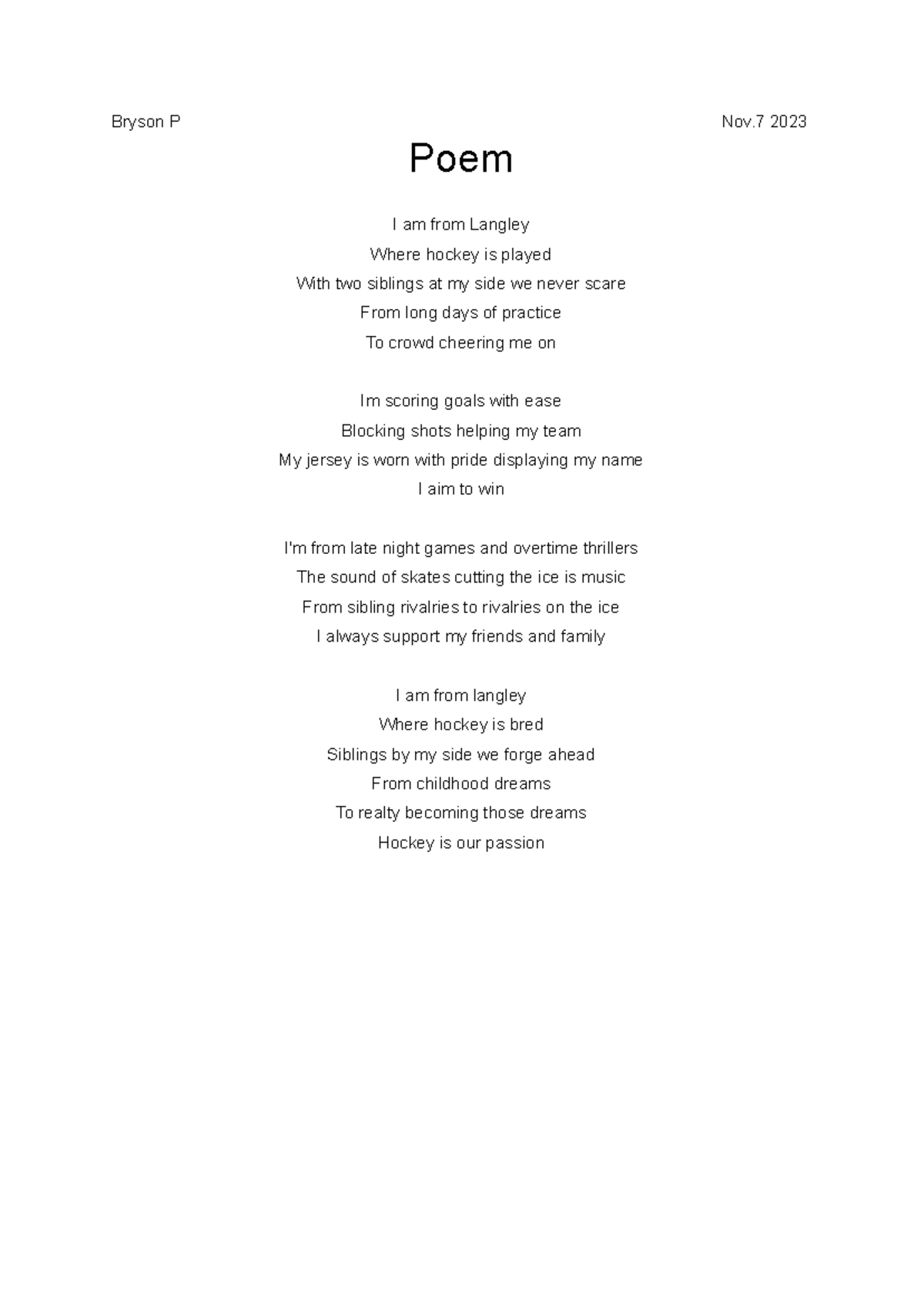 CODE Talker Assignment 1 - Bryson P Nov 2023 Poem I am from Langley ...