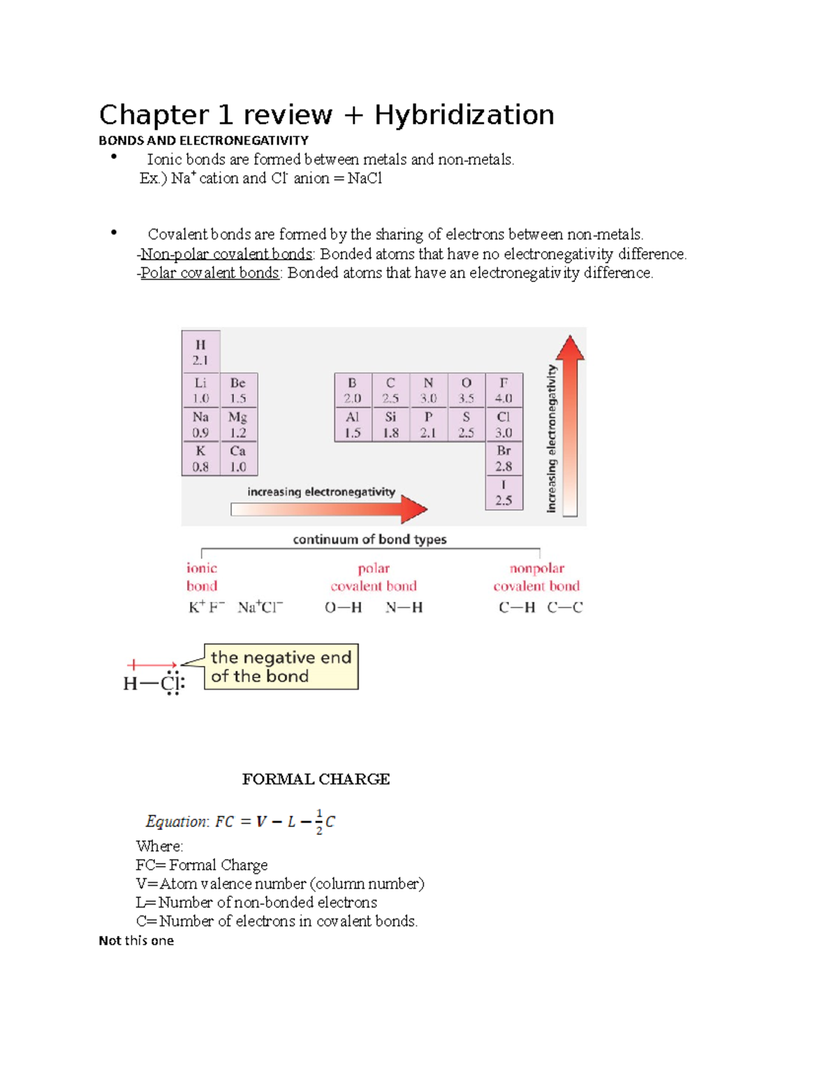 Chapter 1 review + Hybridization - Chapter 1 review + Hybridization ...