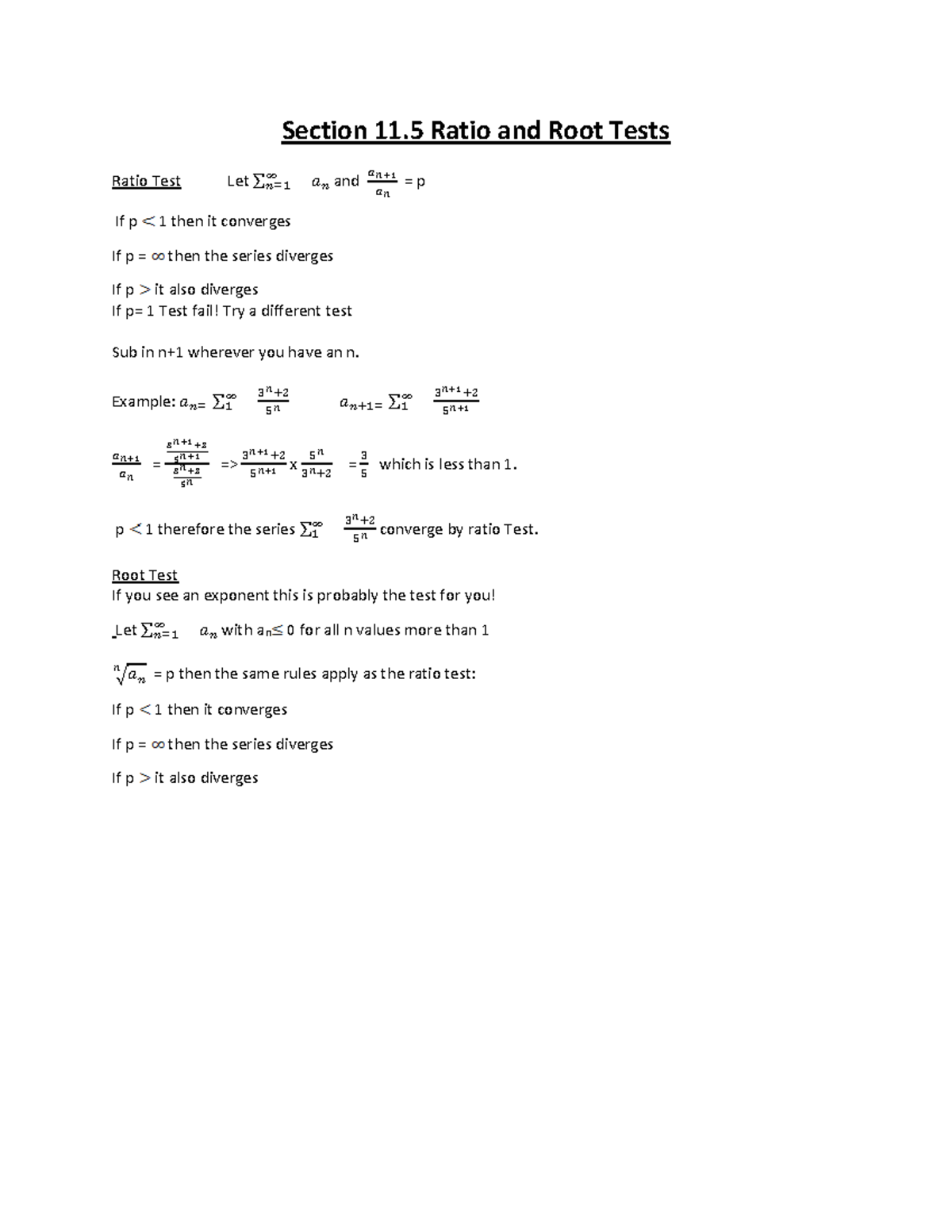 11 - Introduction to Astronomy - Section 11 Ratio and Root Tests Ratio ...