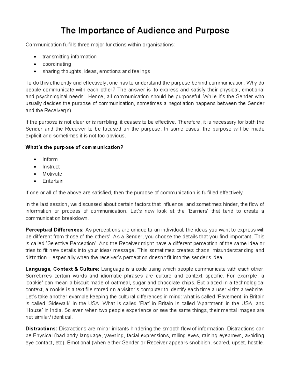 Importance of audience - Why do people communicate with each other? The ...