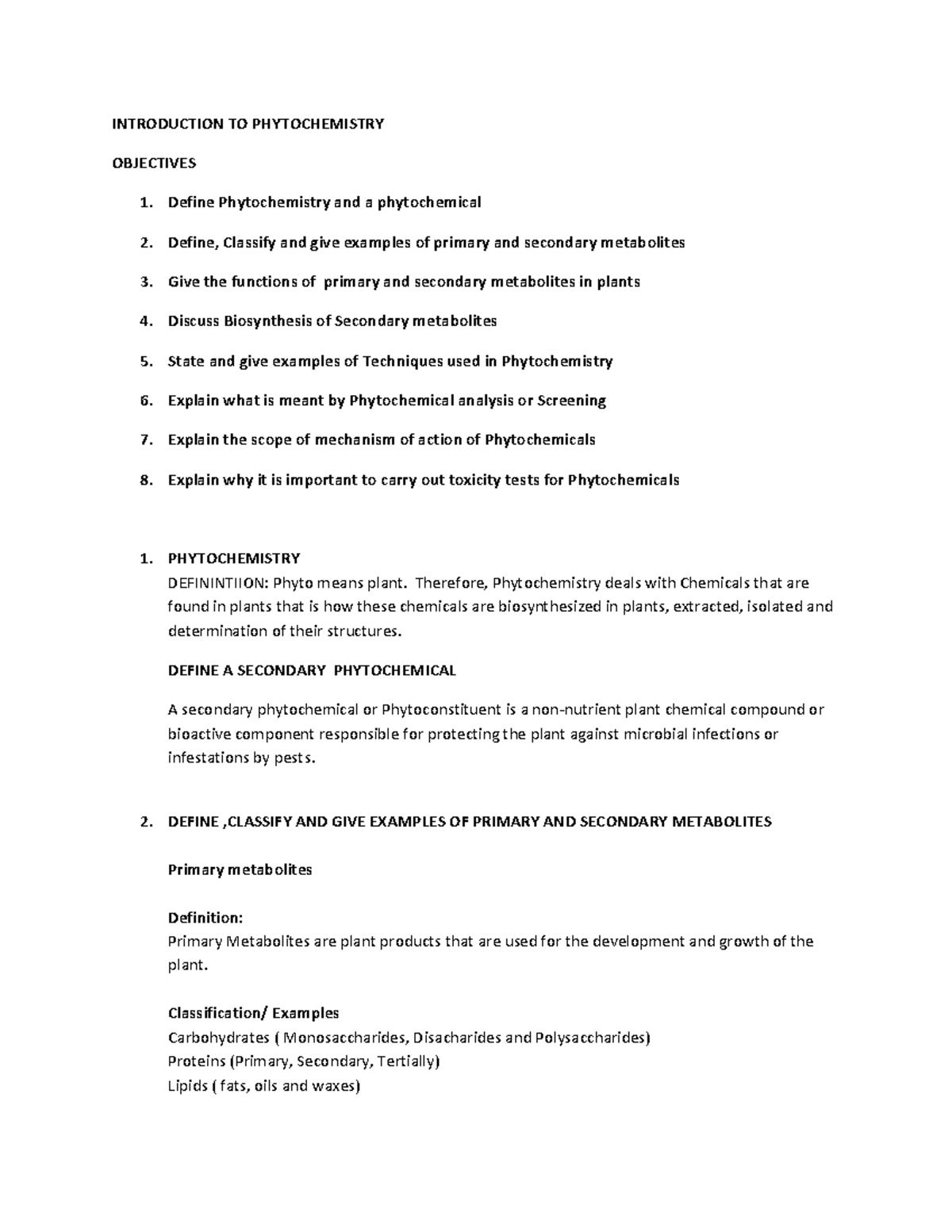 Introduction TO Phytochemistry - INTRODUCTION TO PHYTOCHEMISTRY ...