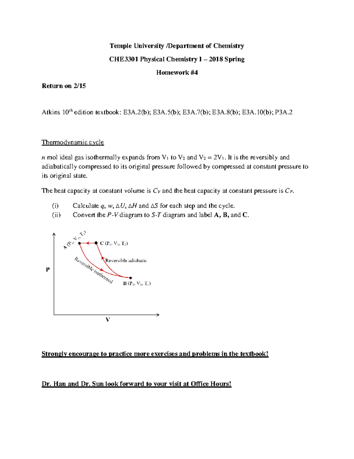 Homework#4 - note - Temple University of Chemistry CHE3301 Physical ...