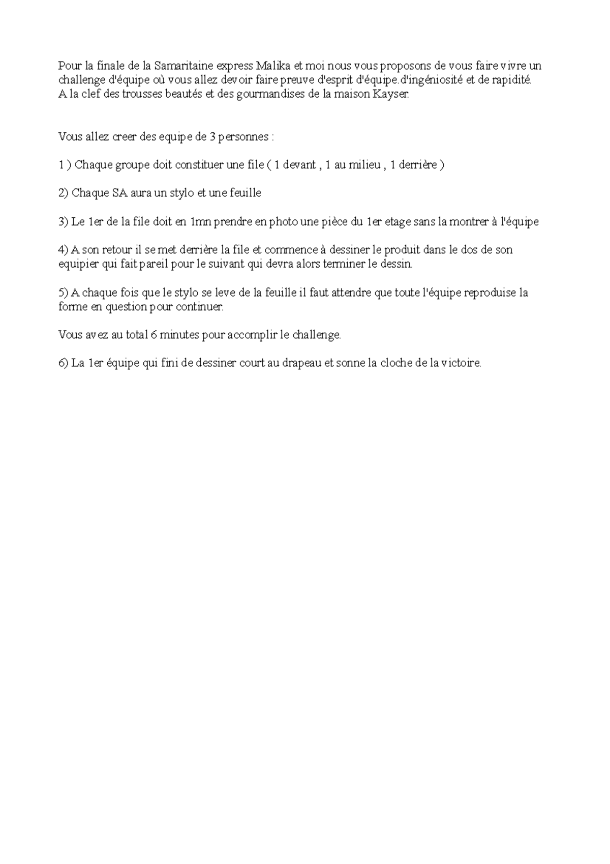 Version 2 - good luck! - Pour la finale de la Samaritaine express ...