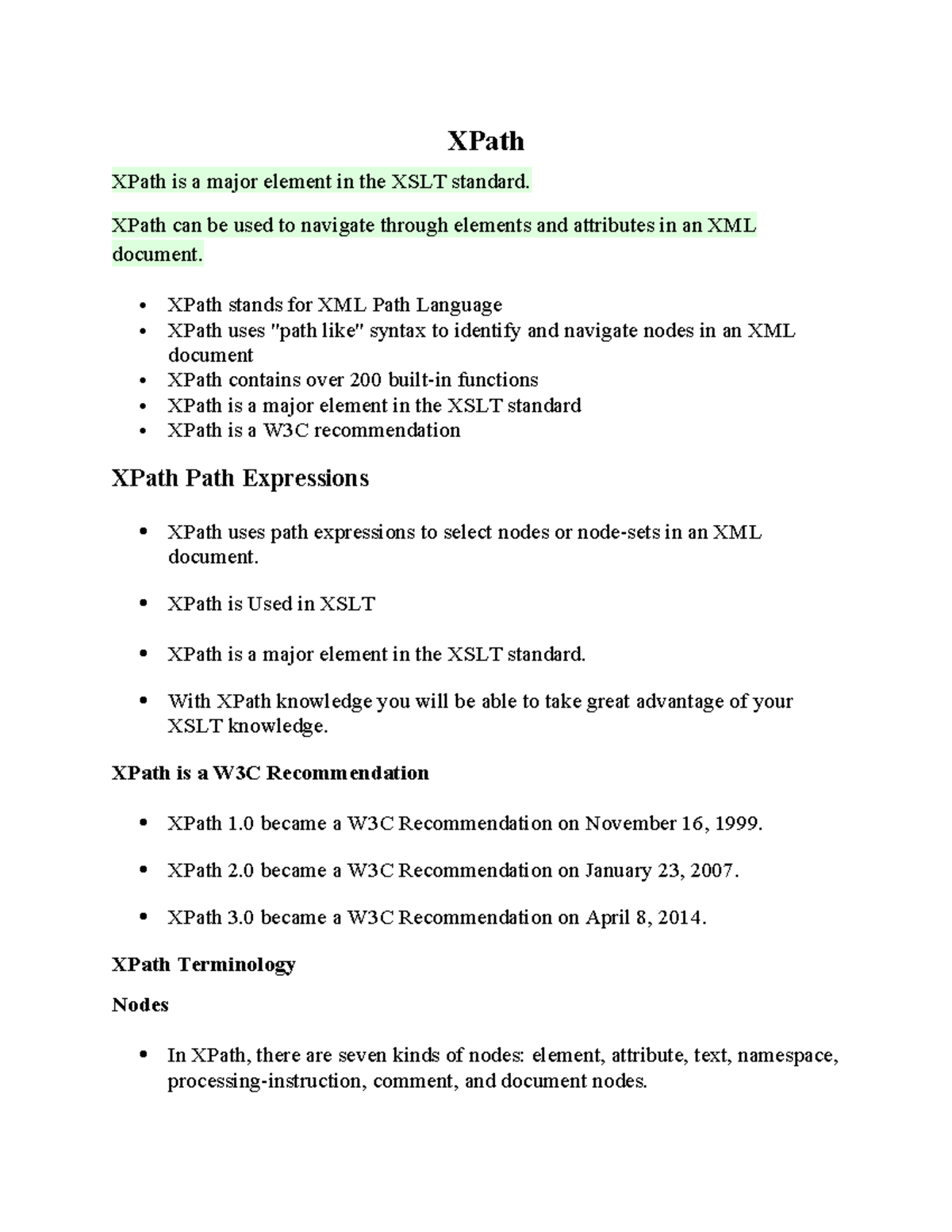 XPath - jdh hvgsv - XPath XPath is a major element in the XSLT standard. XPath can be used to ...