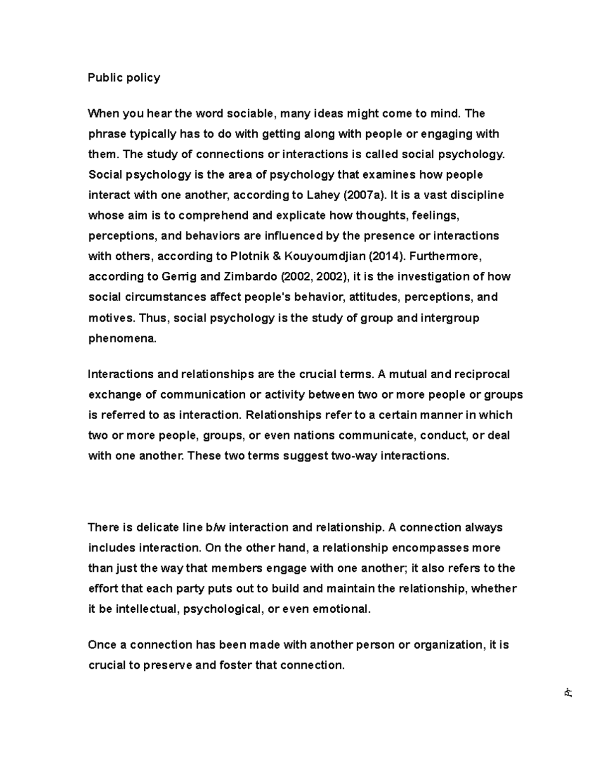 Relating to others PART1 - Public policy When you hear the word ...