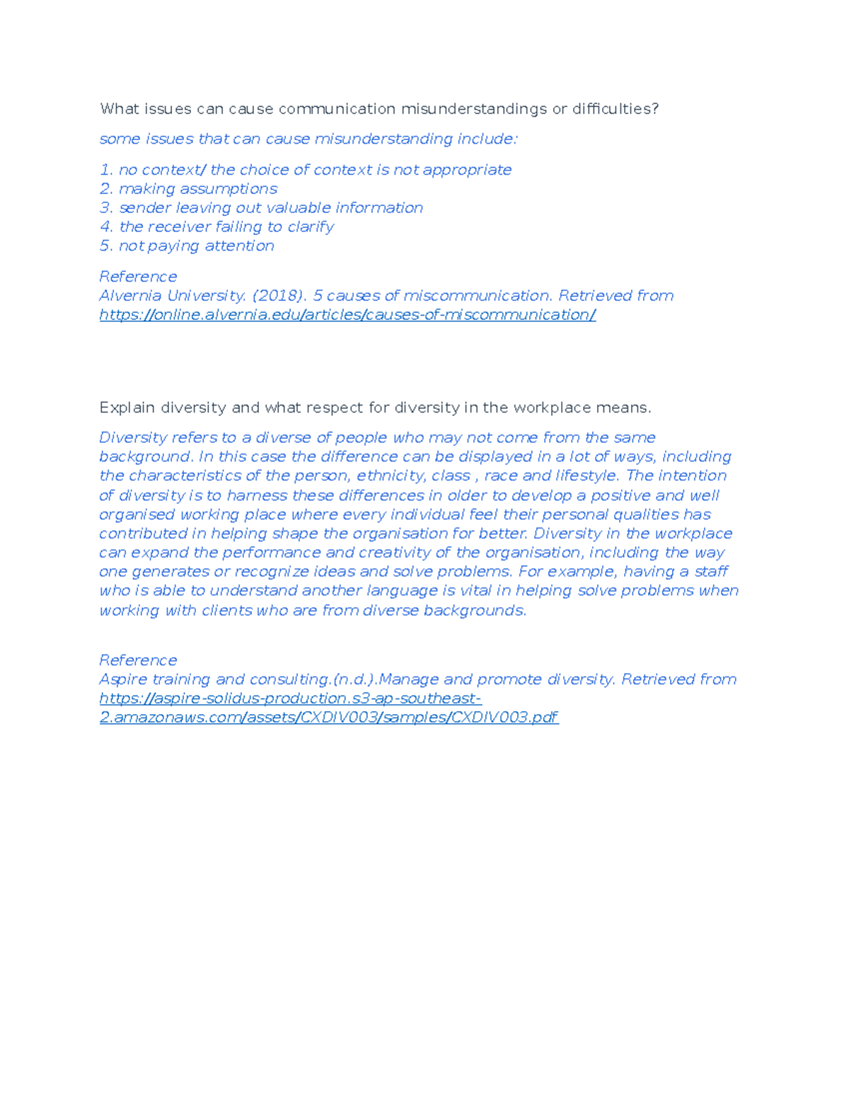 Document 1 - What issues can cause communication misunderstandings or ...