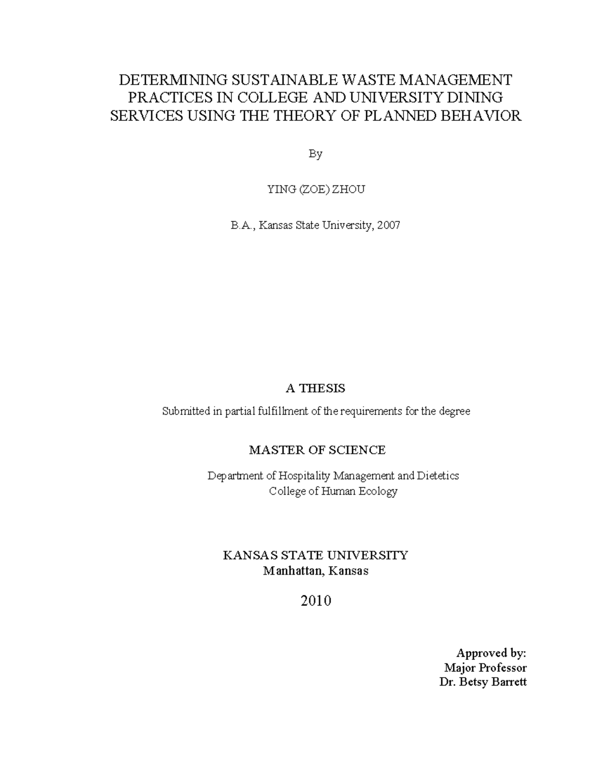 5168039 - SAMPLE RESEARCH FORMAT - DETERMINING SUSTAINABLE WASTE ...