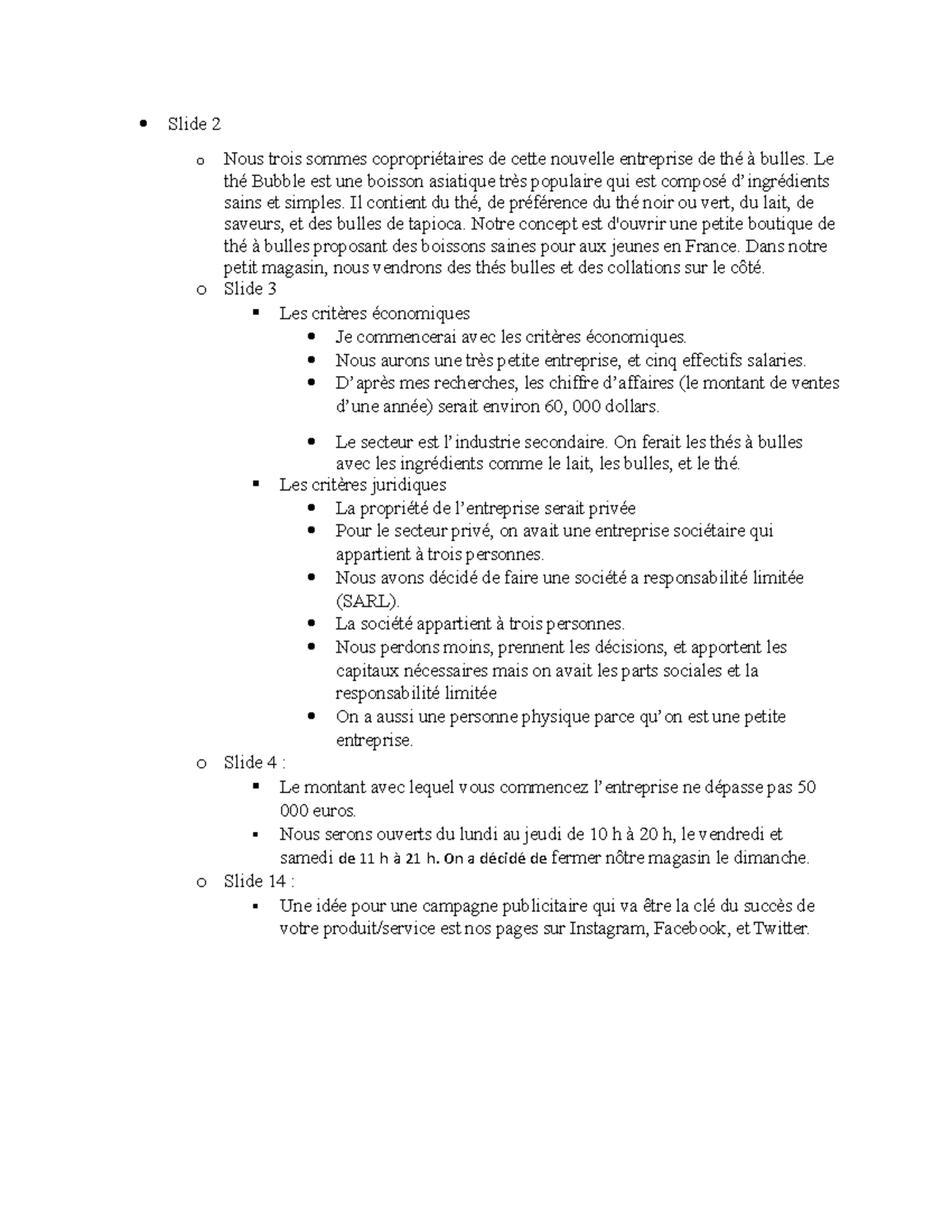 French final - It is the note for the last exam for the course. - Slide ...