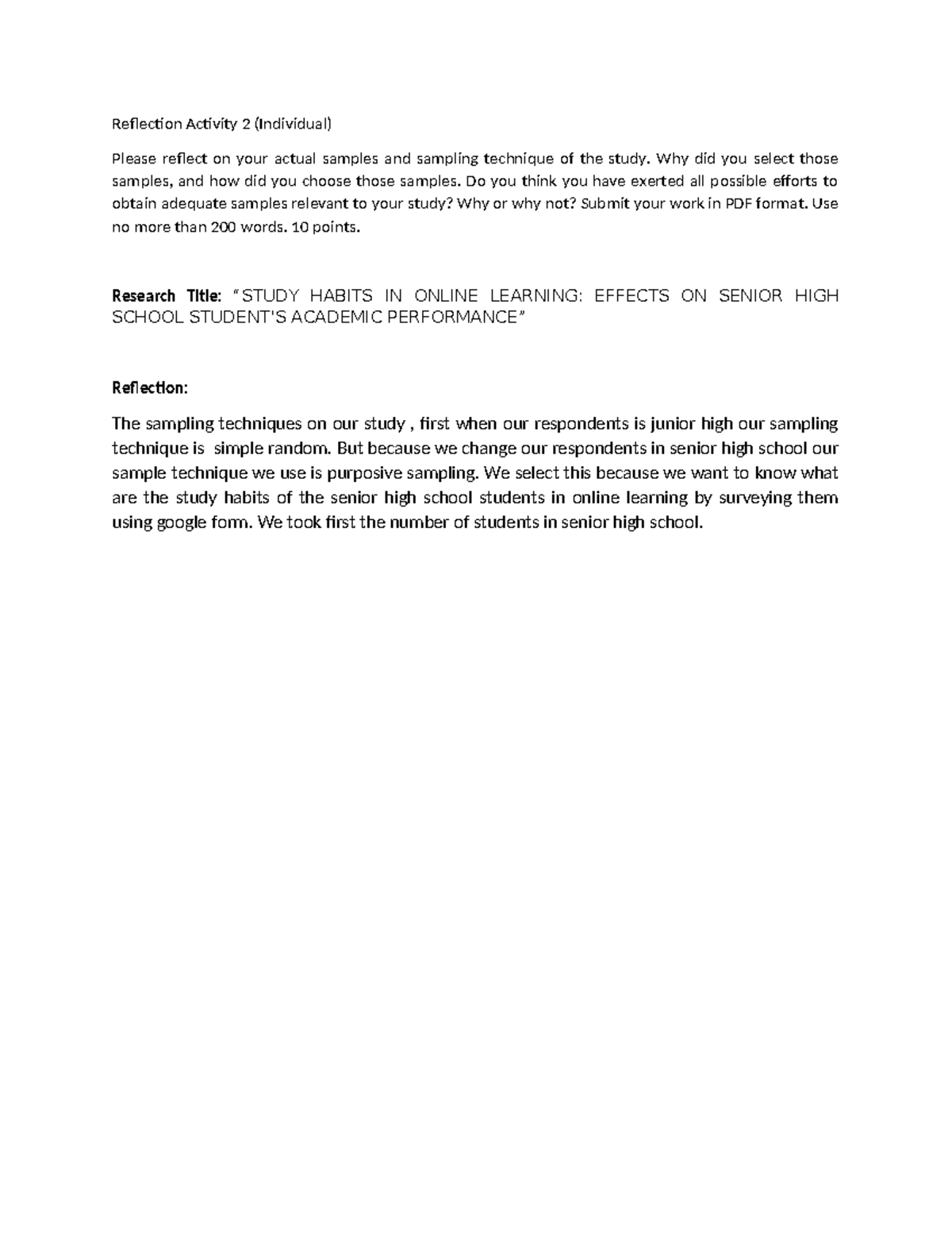 Reflection Activity 2 (Research) - Reflection Activity 2 (Individual ...