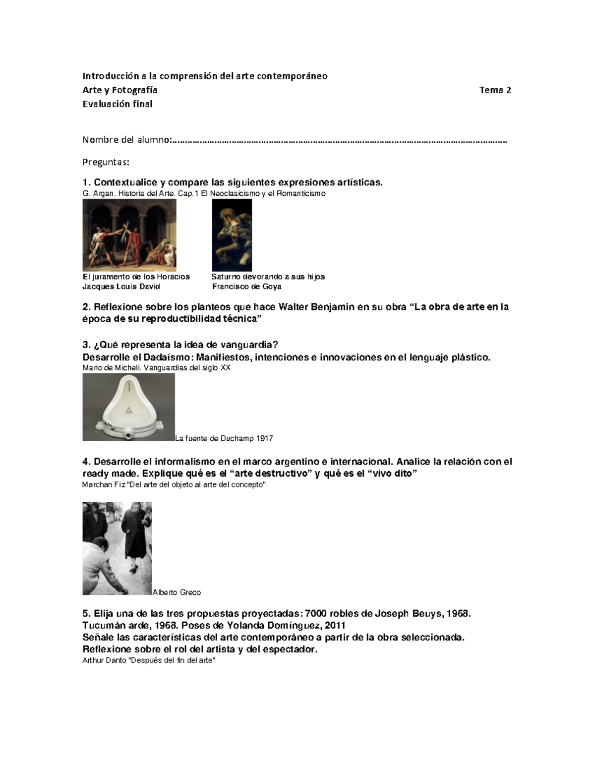Arte y Fotografa - Modelo de exámen Final - Introducción a la ...
