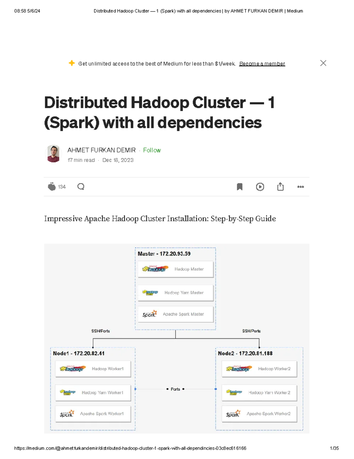 Distributed Hadoop Cluster — 1 (Spark) with all dependencies by Ahmet Furkan Demir Medium ...
