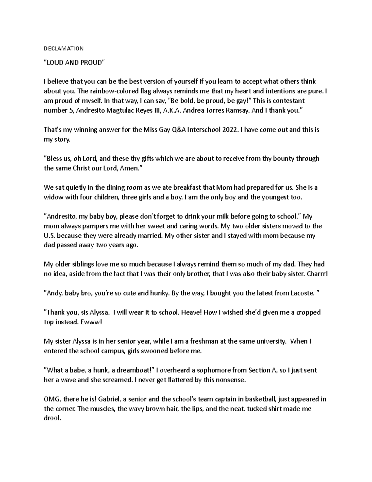 Declamation - Learning Activity Sheets for Learners in English ...