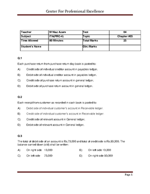ITA Test-2 - Class Test - ITA (PRC-4) Chapter 2 1 CPE Teacher’s Name M ...