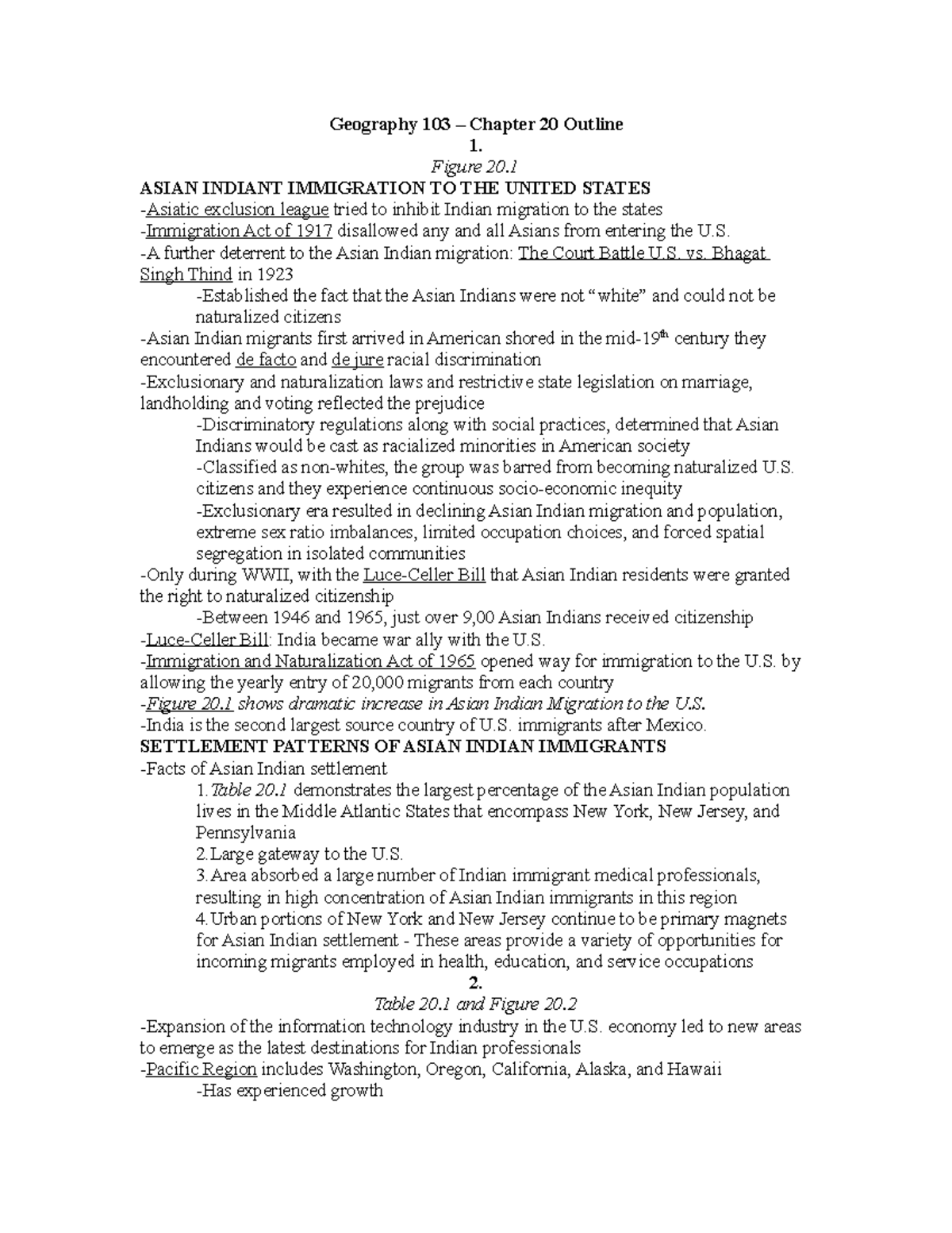 Chapter 20 Outline - Lecture notes 20 - Geography 103 – Chapter 20 ...