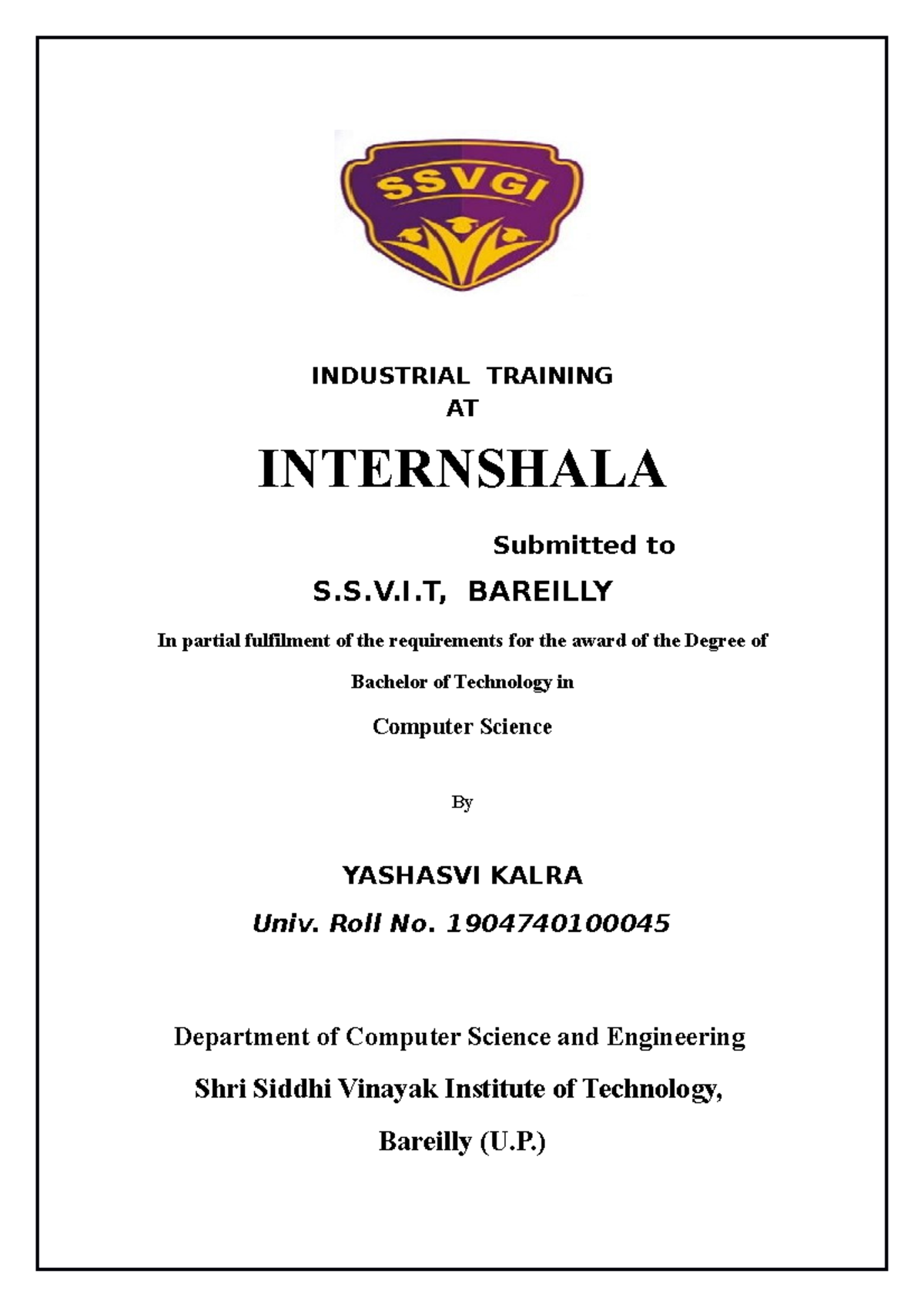 Industrial training report - INDUSTRIAL TRAINING AT INTERNSHALA ...