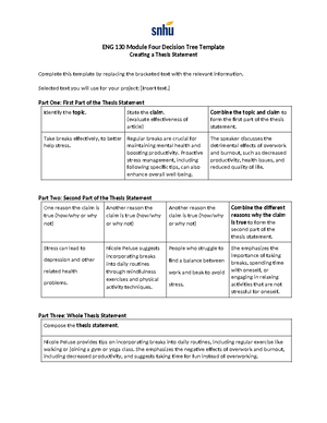 ENG 130 Module One Reading Response - Choose the text you will use for ...