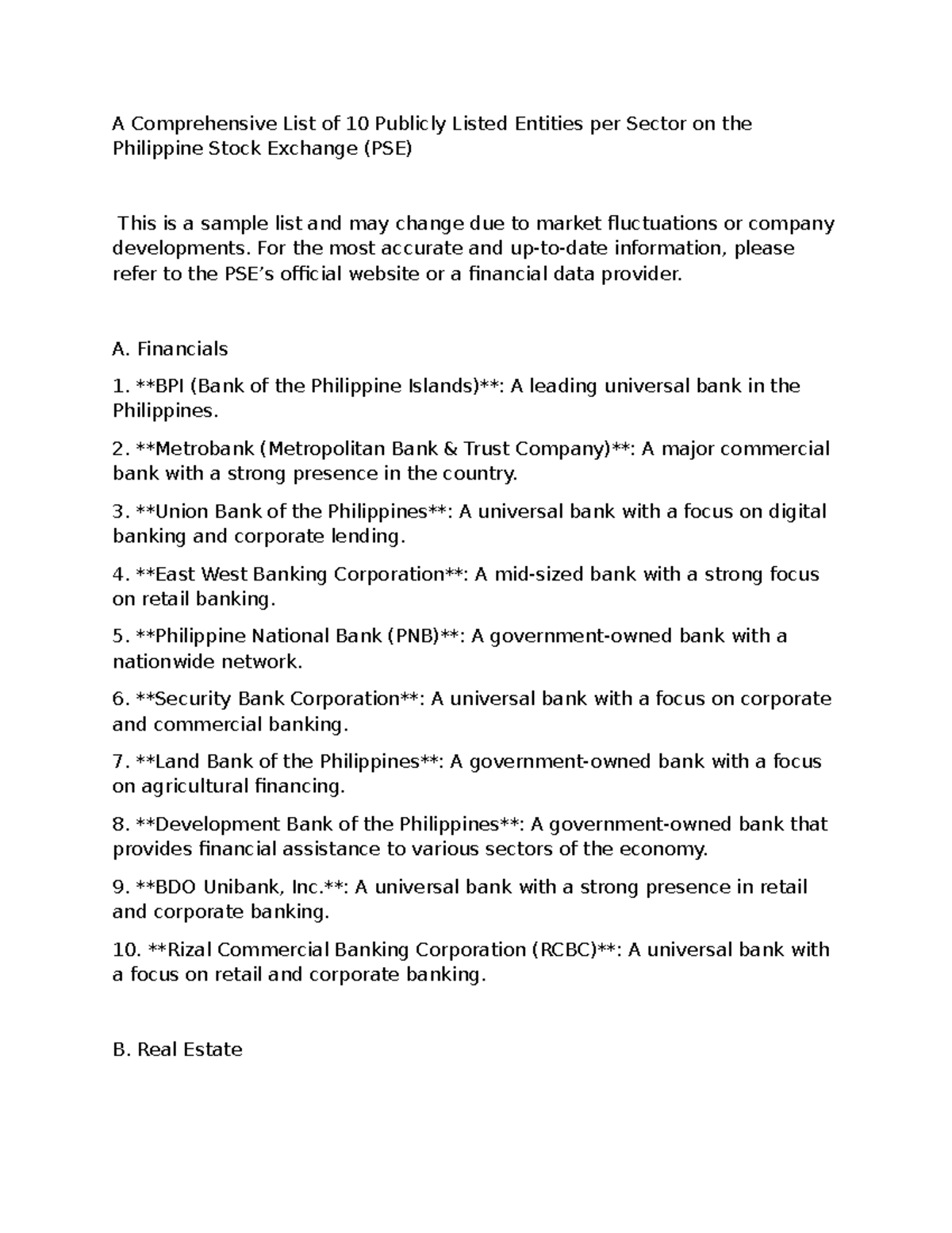 PSE publicly listed entity - A Comprehensive List of 10 Publicly Listed ...