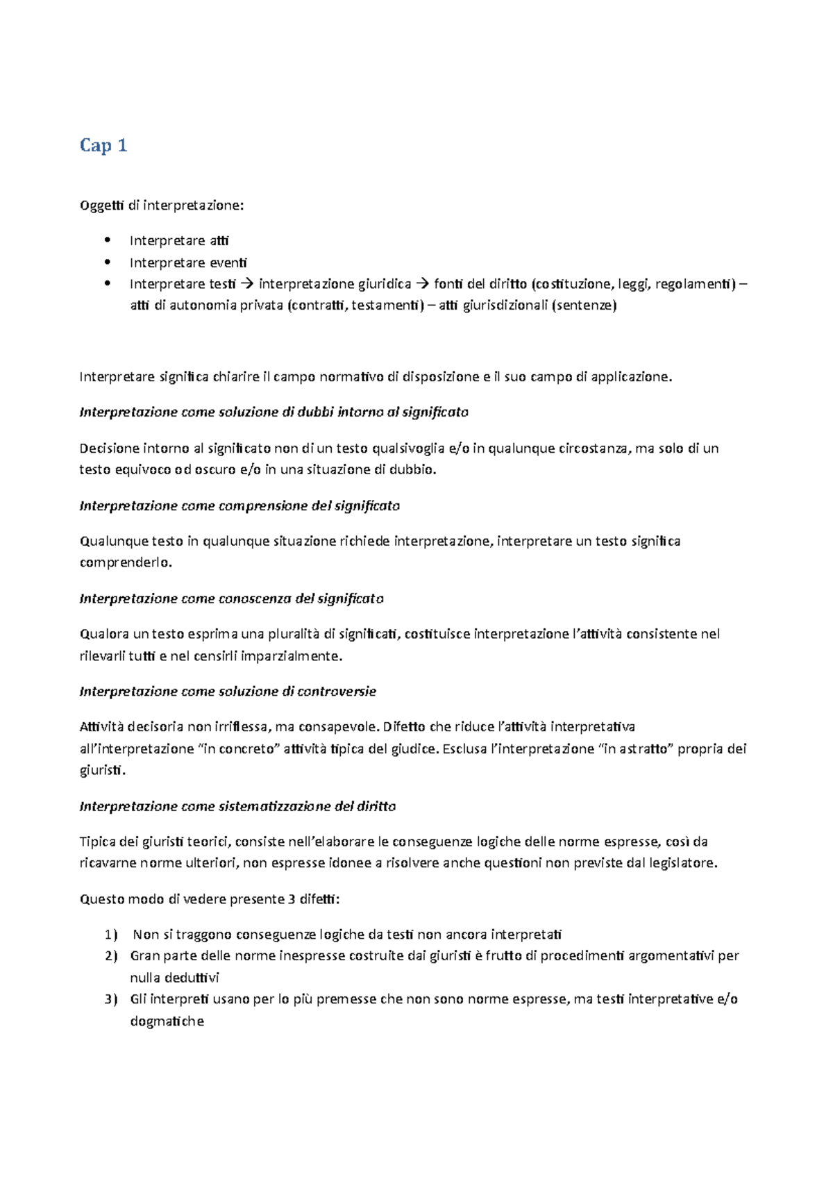 Riassunto - Guastini - Cap 1 Oggetti di interpretazione: Interpretare ...