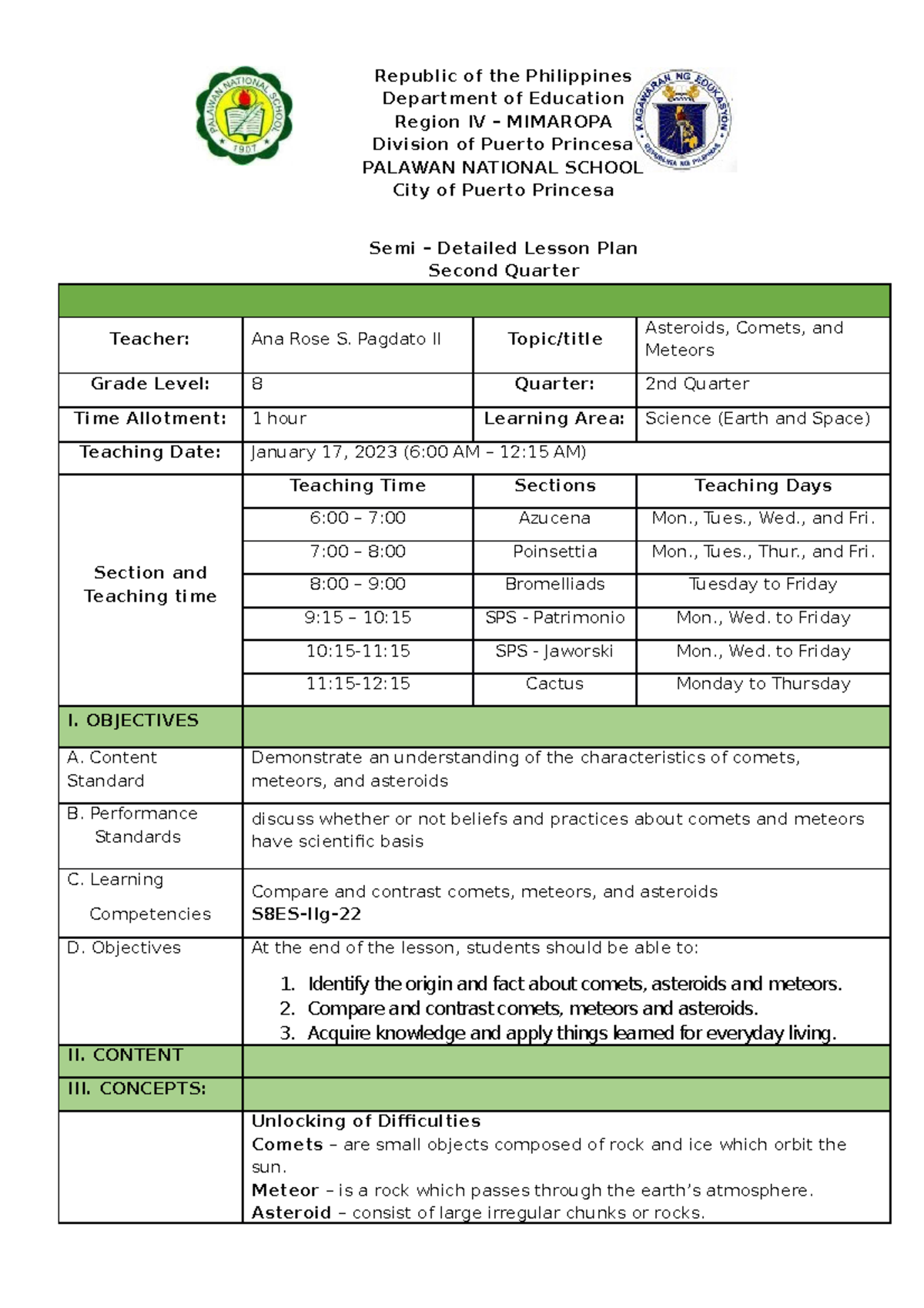 Lesson Plan in Science 8 (Q2 - W7 ) (Day 2) - Republic of the ...