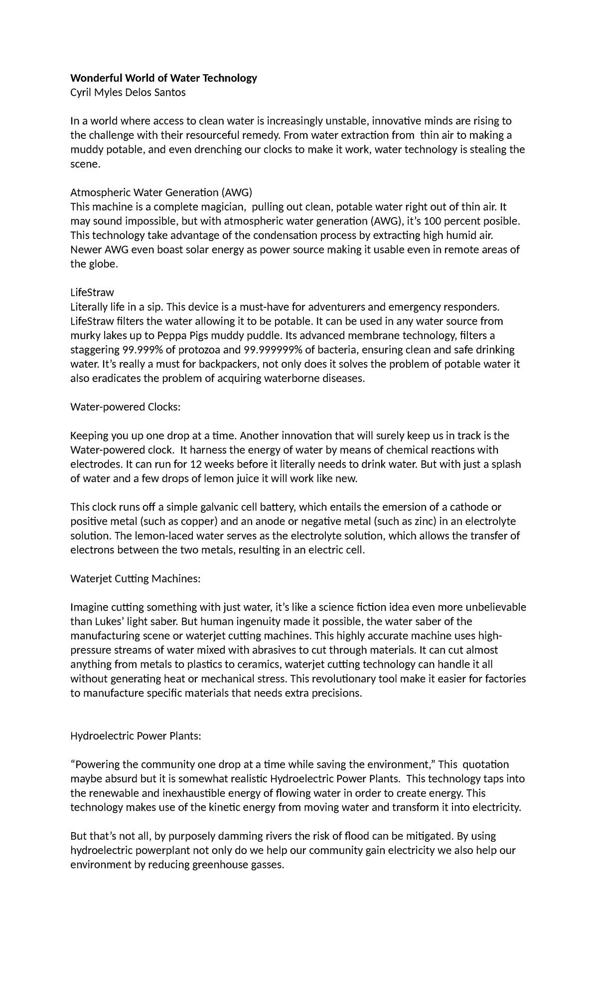 Wonderful World of Water Technology - From water extraction from thin ...