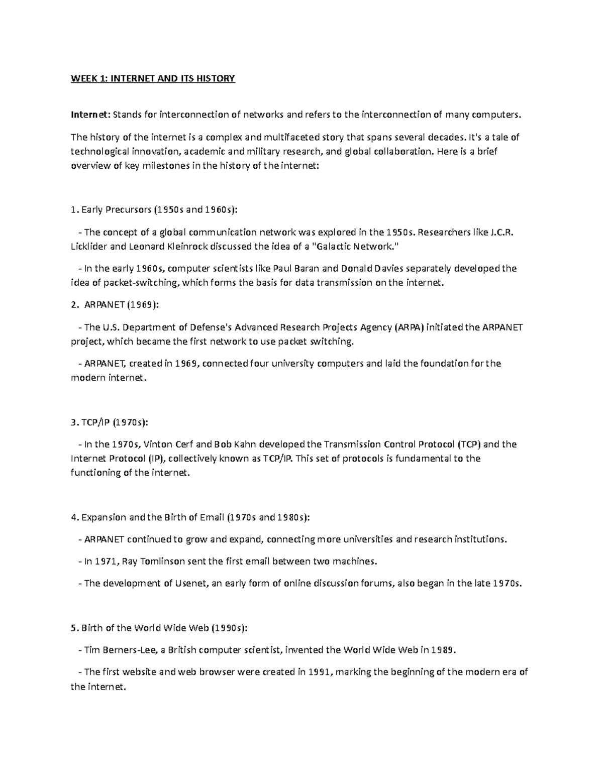 BIT 2102 Fundamentals of internet - WEEK 1: INTERNET AND ITS HISTORY ...