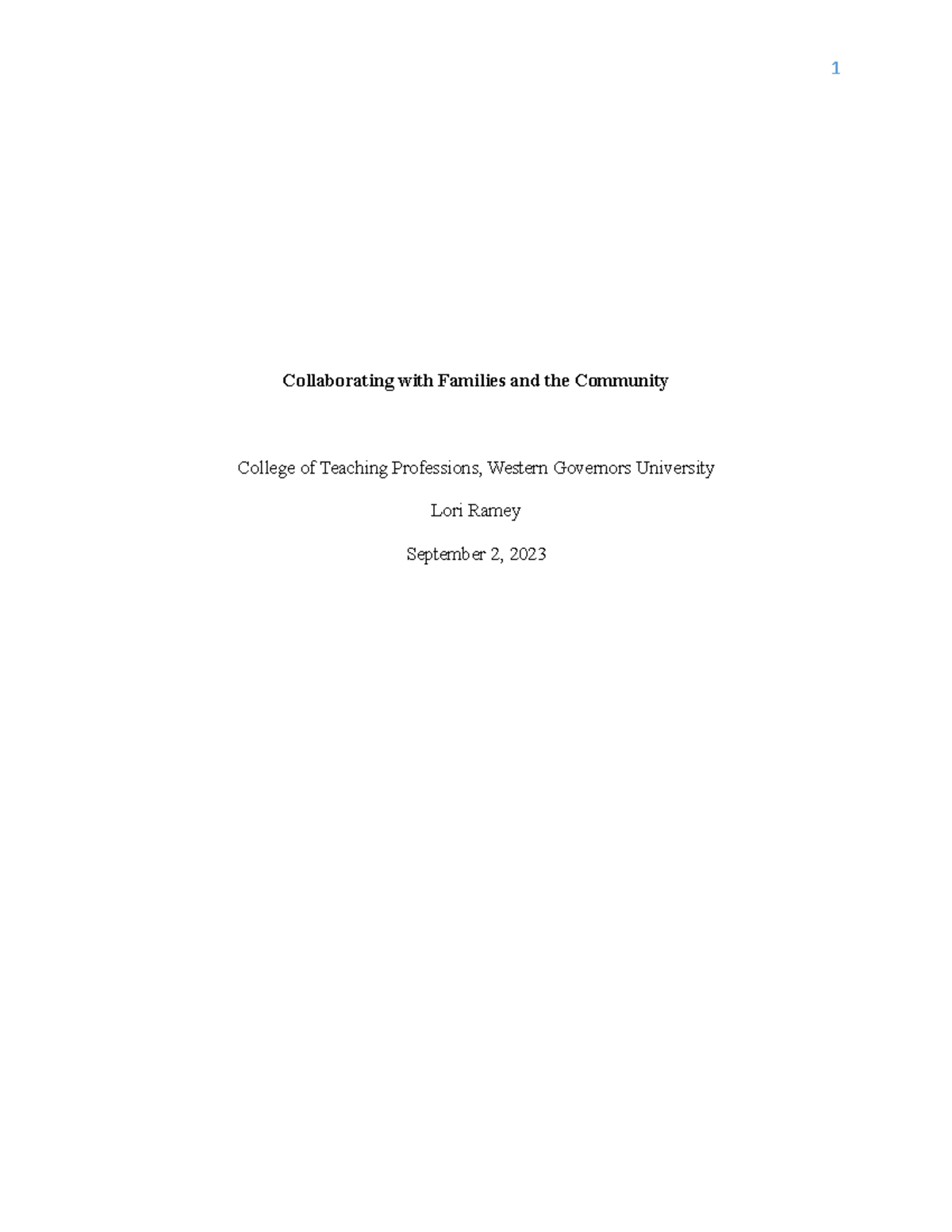 Collaborating with Families and the Community - A student learning goal ...