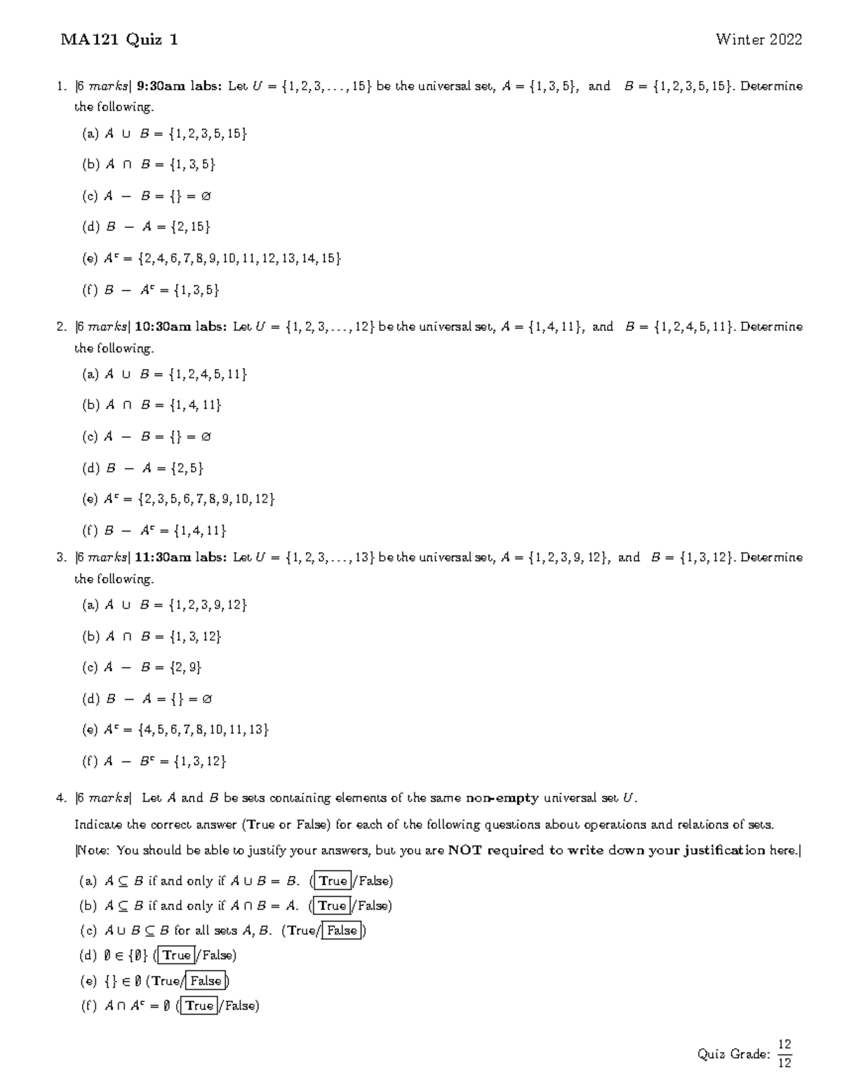 121lab1solns W 22 - fbljwnf felwjfn/wkefjnw/k - MA121 Quiz 1 Winter ...