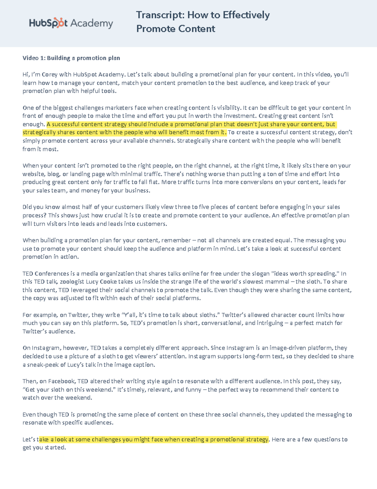 Lesson how to effectively promote content Script - Promote Content ...