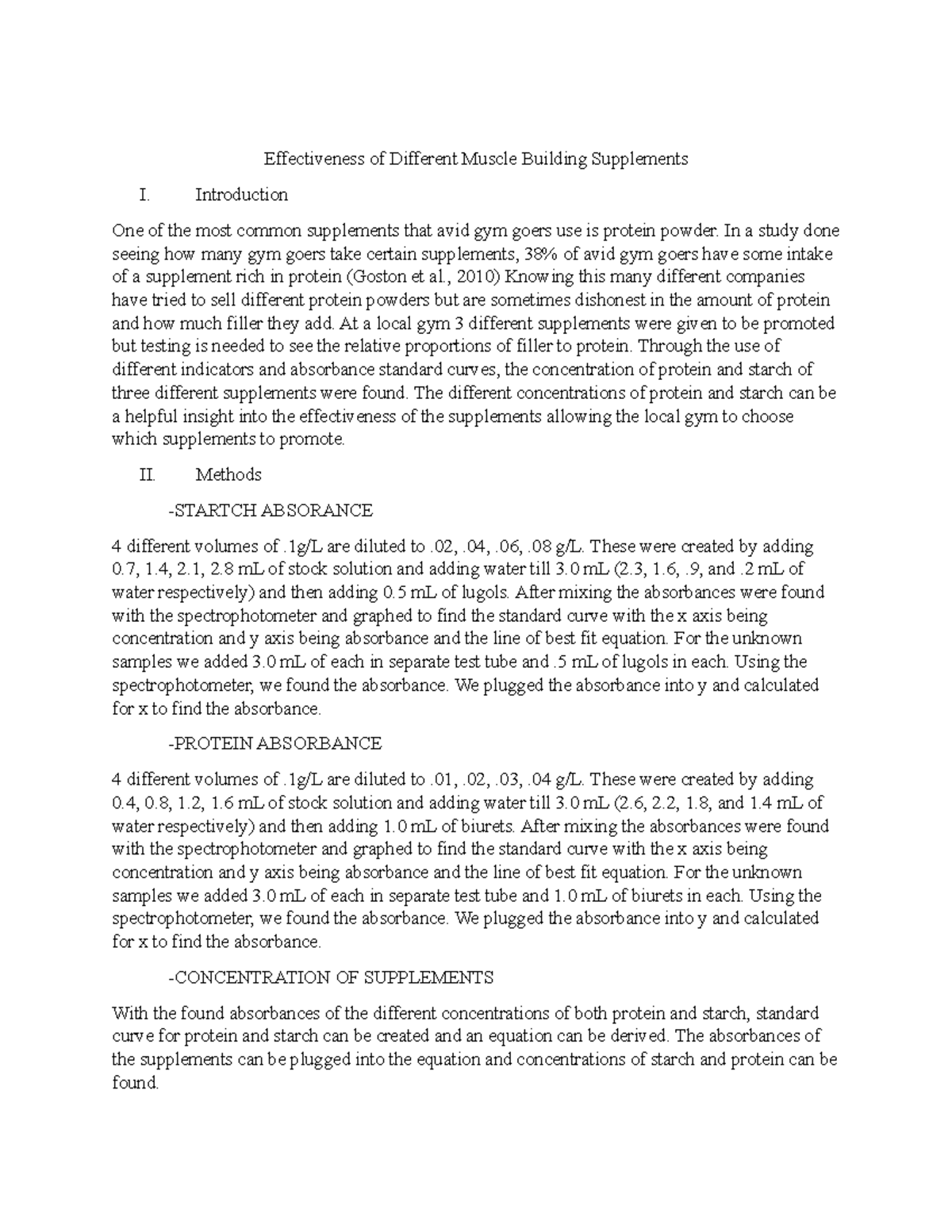Supplement Essay - Effectiveness of Different Muscle Building ...