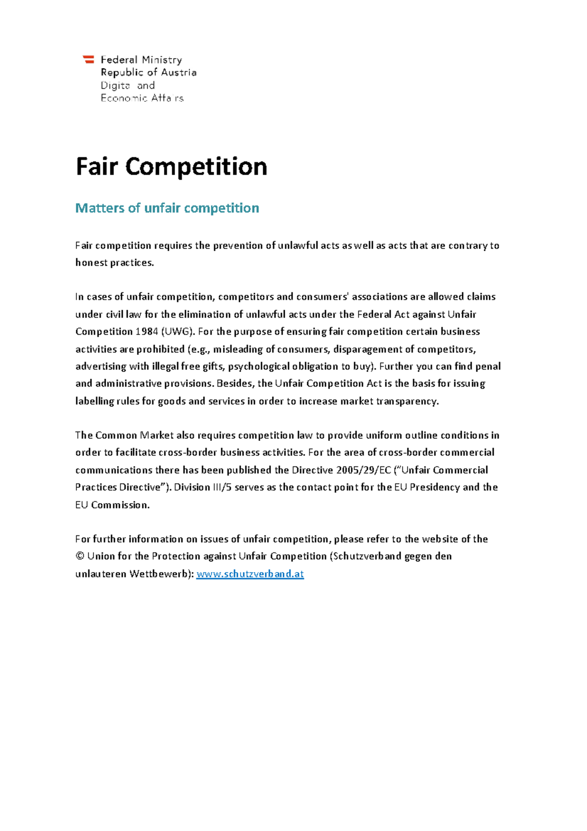 Fair Competition - qwefaeaf - Matters of unfair competition Fair ...