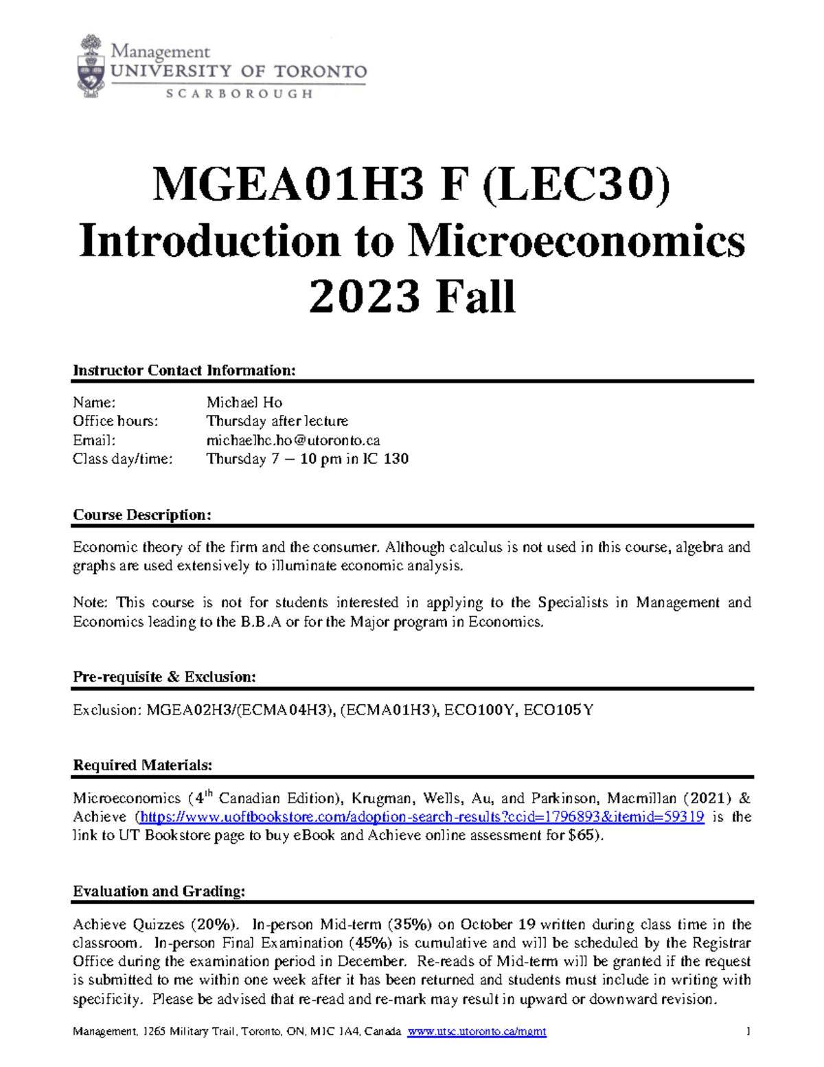MGEA01 - LEC30 - Course Outline - 2023 Fall - MGEA𝟎𝟏H𝟑 F (LEC𝟑𝟎 ...