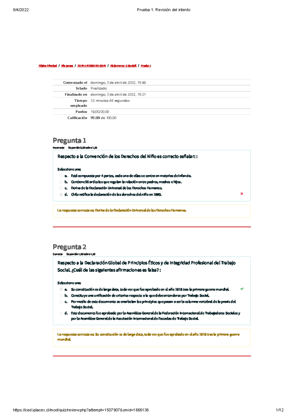 Prueba 1 LEG. APL. AL TR Social 2022 - Página Principal / Mis cursos ...