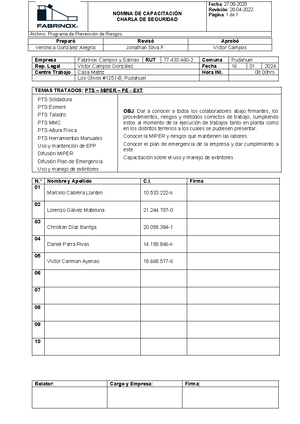 Tarea semana 6 recurso humano - Nombre asignatura Semana X Nombre del estudiante: Fecha de ...