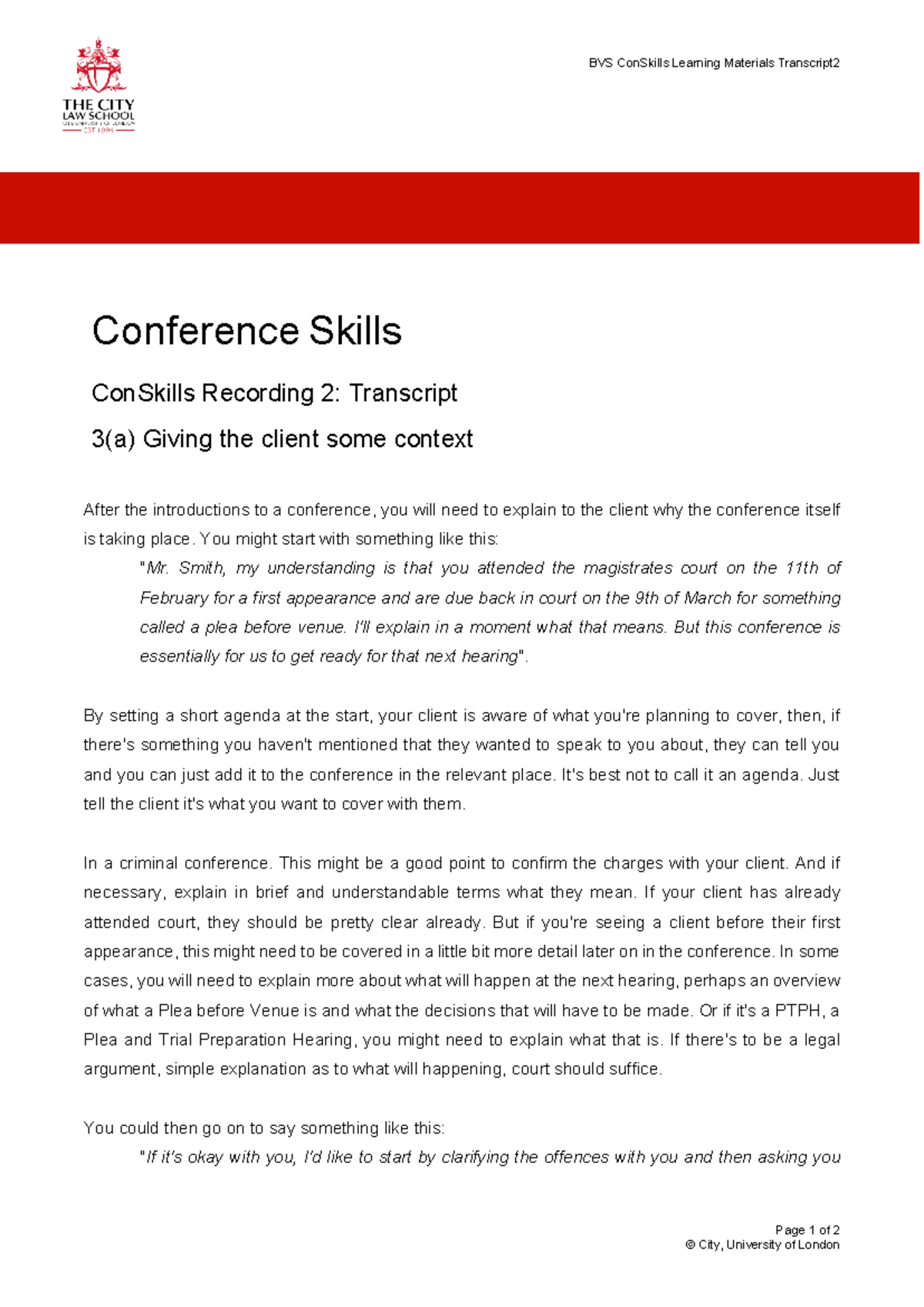 Con Skills 2 Transcript - BVS ConSkills Learning Materials Transcript ...