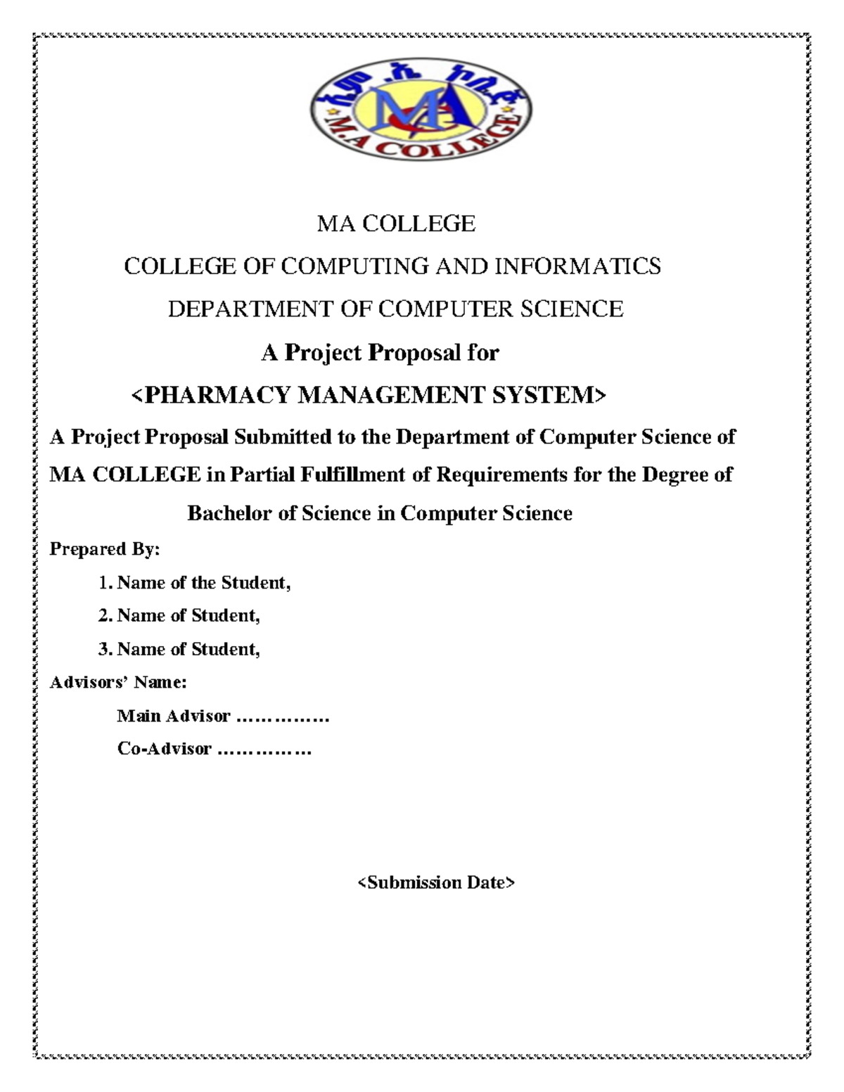 More edi proposal - hii - MA COLLEGE COLLEGE OF COMPUTING AND INFORMATICS DEPARTMENT OF COMPUTER ...