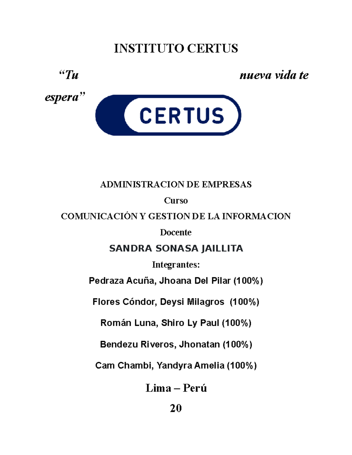 Instituto Certus (2) (1) - INSTITUTO CERTUS “Tu nueva vida te espera” ADMINISTRACION DE EMPRESAS ...