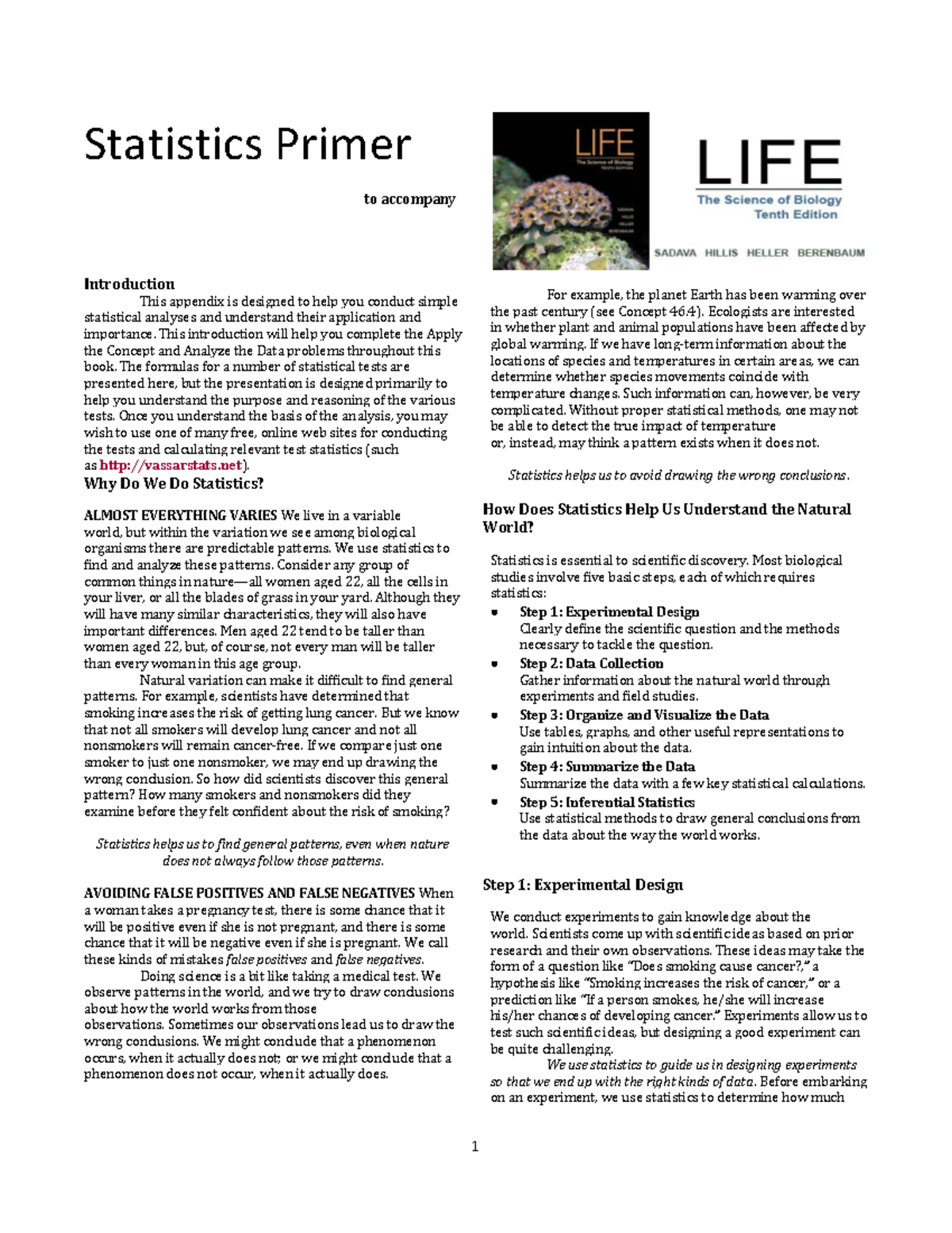 Life10e Statistics Primer - Statistics Primer to accompany Introduction ...