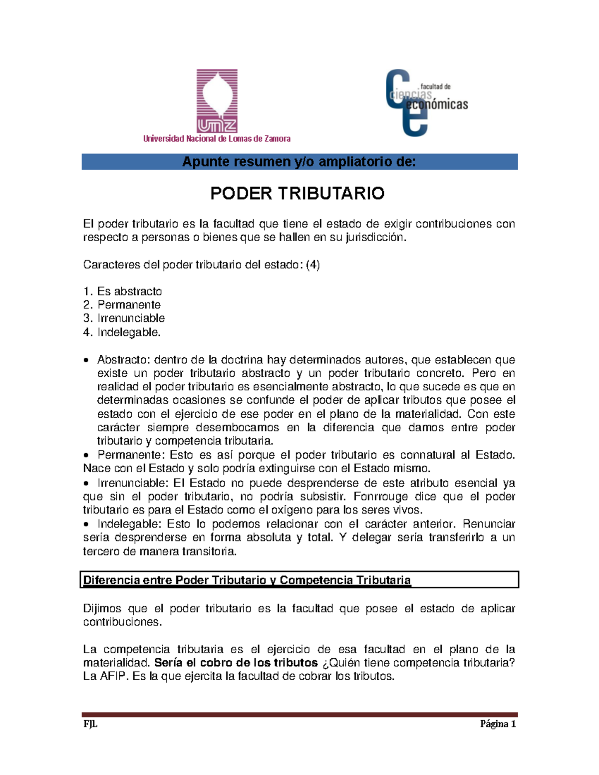 Poder Tributario y SUS Limites - Universidad Nacional de Lomas de ...